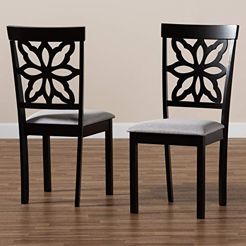 Baxton Studio Samwell Modern and Contemporary Grey Fabric Upholstered and Dark Brown Finished Wood 2-Piece Dining Chair Set