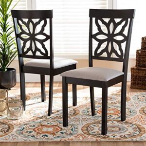 Baxton Studio Samwell Modern and Contemporary Grey Fabric Upholstered and Dark Brown Finished Wood 2-Piece Dining Chair Set