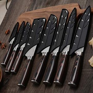 KEPEAK Kitchen Knife Sets 8 piece, 3.5-8 Inch Chef Knives High Carbon Stainless Steel, Pakkawood Handle, Ultra Sharp Cooking Knife for Vegetable Meat Fruit