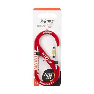 nite ize lsba4-10-r6 s-biner slidelock dual locking carabiner, size #4, red