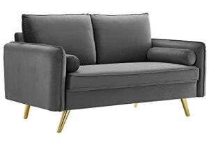 modway revive performance velvet loveseat, gray