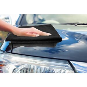 Detailer's Preference Large Microfiber Towels for Car Detailing, Washing, and Drying, 320 GSM, 16 x 24 in. Black 12-Pack