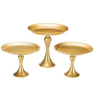 vilavita 3-pieces cake stand set round metal cake stands dessert display cupcake stands, gold