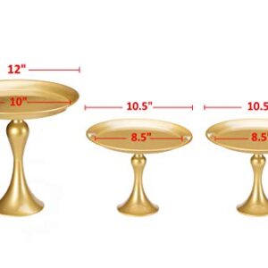 VILAVITA 3-Pieces Cake Stand Set Round Metal Cake Stands Dessert Display Cupcake Stands, Gold