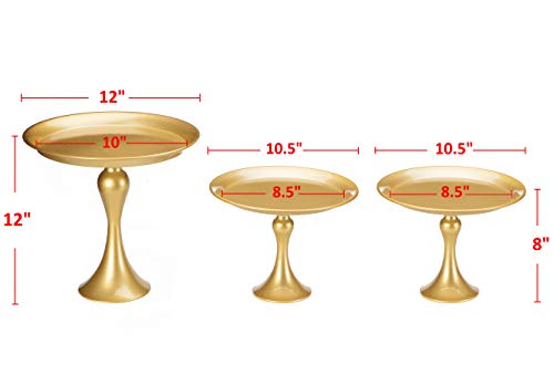 VILAVITA 3-Pieces Cake Stand Set Round Metal Cake Stands Dessert Display Cupcake Stands, Gold