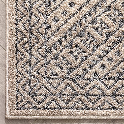 Well Woven Luda Beige Tribal Geometric Distressed High-Lo Pile Area Rug 8x10 (7'10" x 10'6")