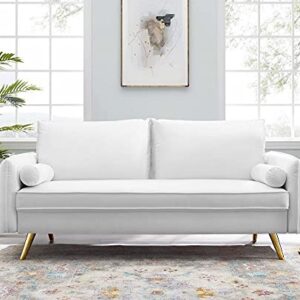 Modway Revive Performance Velvet Sofa, White , 32.5 x 72 x 33.5