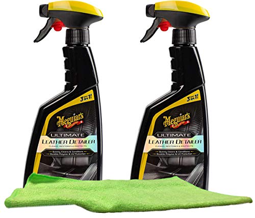 Meguiar's Ultimate Leather Detailer (16 oz.) Bundle with Microfiber Cloth (3 Items)