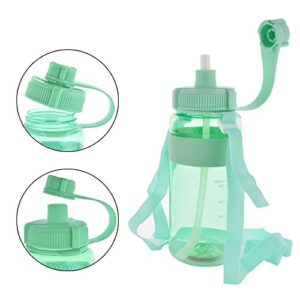 GTI 32 oz Water Bottle with Straw, BPA Free Leak Proof Wide Mouth Portable Sports Water Jugs for Fitness And Outdoor Enthusiasts, Plastic Drink Water Bottle with Scale Strap - Green