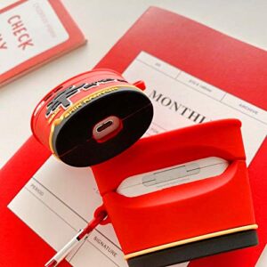 Ahnspiceo Airpods Pro Case, Funny Cute Cool Design,3D Cartoon Fashion Red Ramen Cup Silicone Sleeve，Suitable for Girls, Boys, Children (Xin Ramen Cup)