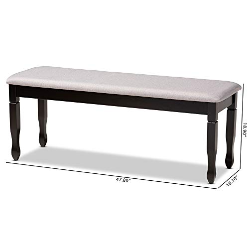 Baxton Studio Corey Modern and Contemporary Grey Fabric Upholstered and Dark Brown Finished Wood Dining Bench