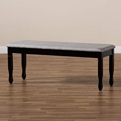 Baxton Studio Corey Modern and Contemporary Grey Fabric Upholstered and Dark Brown Finished Wood Dining Bench