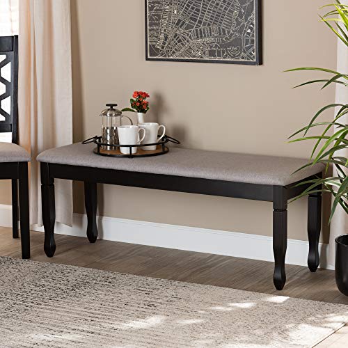 Baxton Studio Corey Modern and Contemporary Grey Fabric Upholstered and Dark Brown Finished Wood Dining Bench