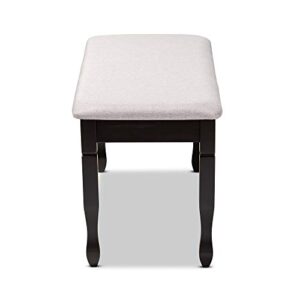 Baxton Studio Corey Modern and Contemporary Grey Fabric Upholstered and Dark Brown Finished Wood Dining Bench