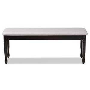 Baxton Studio Corey Modern and Contemporary Grey Fabric Upholstered and Dark Brown Finished Wood Dining Bench