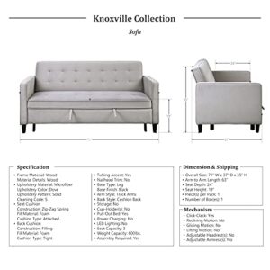 Lexicon Knoxville Convertible Studio Sofa Bed, Dove