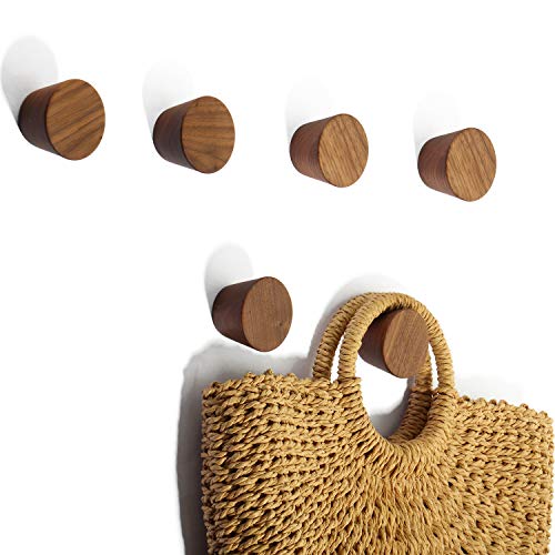 6 Pieces Wooden Coat Hooks Wall Mounted Single Cone Wood Hook Rustic Wall Coat Rack for Living Room Hanging Coats, Hats, Bags