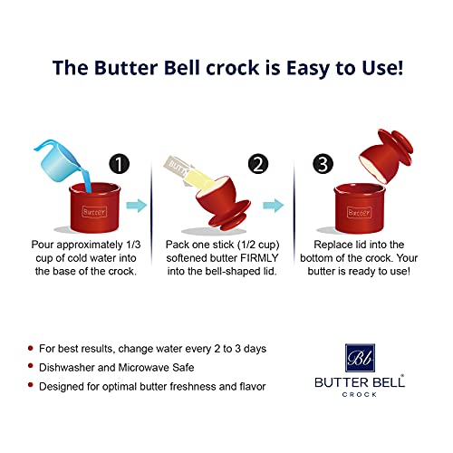 Butter Bell - The Original Butter Bell crock by L Tremain, a Countertop French Ceramic Butter Dish Keeper for Spreadable Butter, Fleur de Lis Collection (Blanche)