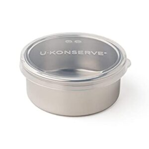 U-Konserve Stainless Steel Round Food-Storage Lunch Container 5oz - Clear Silicone Lid - Leak Proof and Airtight - Dishwasher Safe - Plastic Free