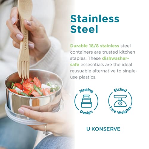 U-Konserve Stainless Steel Round Food-Storage Lunch Container 5oz - Clear Silicone Lid - Leak Proof and Airtight - Dishwasher Safe - Plastic Free