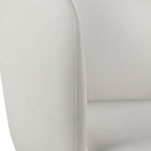 Meridian Furniture Skylar Collection Modern | Contemporary Upholstered Dining Chair with Rounded Back and Sturdy Iron Legs, Set of 2, 23.5" W x 23.5" D x 30" H, White Faux Leather, Gold