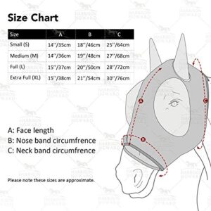 Harrison Howard Super Comfort Horse Fly Mask Elasticity Fly Mask with Ears UV Protection for Horse Checker Board L Full Size