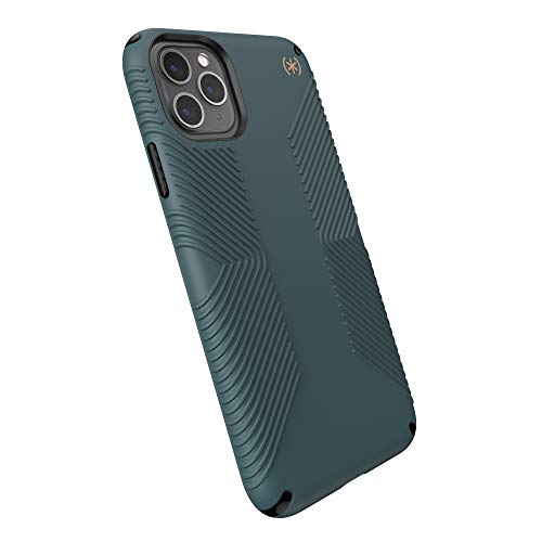 Speck Products Presidio2 Grip Case, Compatible with iPhone 11 PRO Max,Polycarbonate, Terrain Green/Black/Caramel Brown