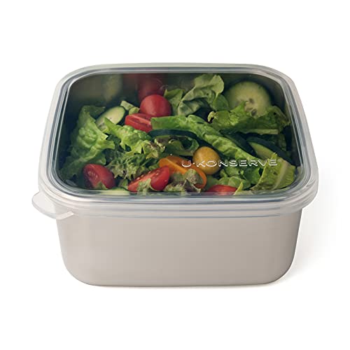 U-Konserve Stainless Steel Food Storage Bento Box Container, Leak Proof Silicone Lid Dishwasher Safe - Plastic Free (50oz Clear)