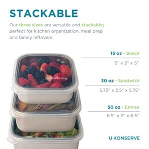 U-Konserve Stainless Steel Food Storage Bento Box Container, Leak Proof Silicone Lid Dishwasher Safe - Plastic Free (50oz Clear)