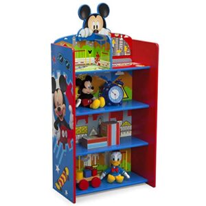 delta children wooden playhouse 4-shelf bookcase for kids, mickey mouse