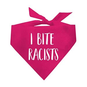 i bite racists dog bandana (259 hot pink, one size)