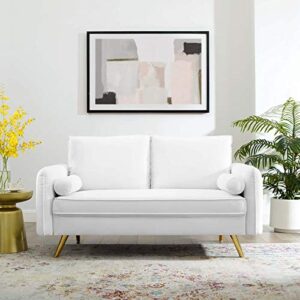 modway revive performance velvet loveseat, white