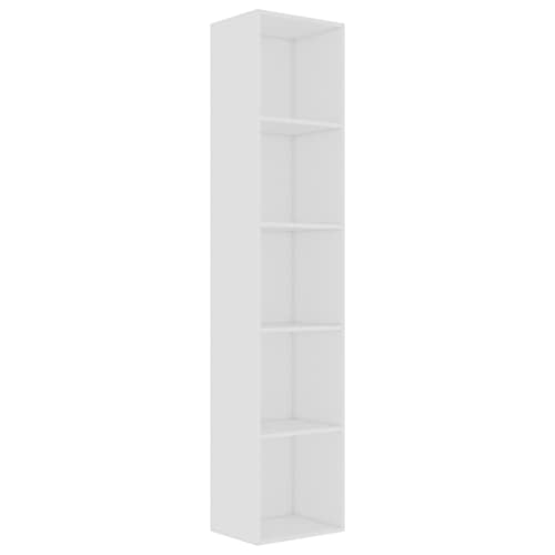 vidaXL Book Cabinet Home Living Room Bedroom Office Rack Organizer Side Storage Shelf Bookcase Cabinet Furniture White Engineered Wood