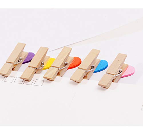 UUYYEO 50 Pieces Mini Heart Wooden Clips Clothespins Photo Paper Peg Pin Craft Decoration Clips Mix Color