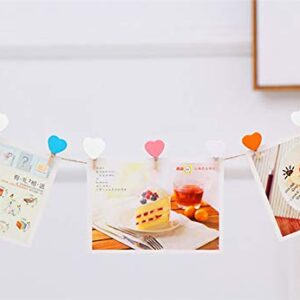 UUYYEO 50 Pieces Mini Heart Wooden Clips Clothespins Photo Paper Peg Pin Craft Decoration Clips Mix Color