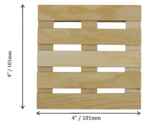 Creative Hobbies 6-Pack Mini Wood Pallet Coasters for Beverages, Hot and Cold Drinks, Mini Building Blocks Stacking, DIY Crafts, 4" x 4" x 11/16"