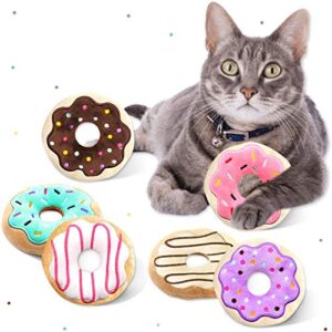 6 pack donut cat catnip toys kitten chew knickknack sprinkles interactive pillows teeth grinding catmint plush plaything kitty gift ideas supplies 4 inches