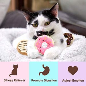 6 Pack Donut Cat Catnip Toys Kitten Chew Knickknack Sprinkles Interactive Pillows Teeth Grinding Catmint Plush Plaything Kitty Gift Ideas Supplies 4 Inches