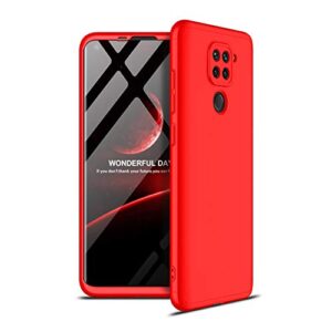 asdsinfor compatible with xiaomi redmi note 9 case 3 in 1 360 degree full body case premium slim hard pc plastic anti-scratch bumper compatible with xiaomi redmi 10x 4g 3 in 1 red ad