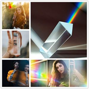 SAILHOME Prism, K9 Optical Glass Triangular Prism, 2.5",4",6"Optical Prisms Glass Physics Teaching Refracted Light Spectrum Rainbow Children Students Present