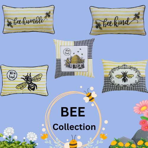 Comfy Hour 10" Polyester Bee Humble Accent Throw Pillow Cushion for Home Decoration, Yellow, Spring in Garden Collection