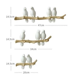 Sahobbiehop Hooks Wall Mounted White Stick, 4 Birds Hooks, 3 Birds Hooks, 2 Birds Hooks, Space Saving Hanger for Wall, Hooks to Hangs Bags,Coats,Scarves (White 4birds Hooks)…