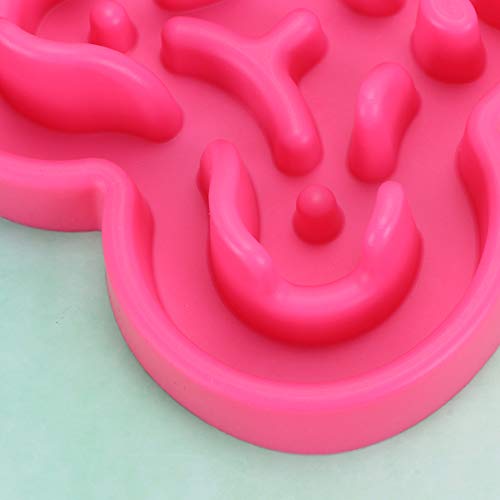 POPETPOP Dog Slow Feeder Bowl Silicone Bone Shape Non-Slip Pet Slow Eating Feeding Stop Bloat Dispenser Plate Dish for Dog Puppy