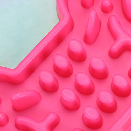 POPETPOP Dog Slow Feeder Bowl Silicone Bone Shape Non-Slip Pet Slow Eating Feeding Stop Bloat Dispenser Plate Dish for Dog Puppy