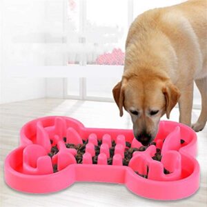 POPETPOP Dog Slow Feeder Bowl Silicone Bone Shape Non-Slip Pet Slow Eating Feeding Stop Bloat Dispenser Plate Dish for Dog Puppy