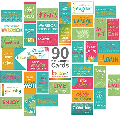 Outus 90 Pieces Motivational Cards Inspirational Cards Positive Cards Kindness Cards Encouragement Cards Motivational Quote Cards Appreciation Mini Note Cards in Business Card Size and Blank Back