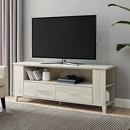 Walker Edison Furniture Company Entertainment TV Stand Console with Storage, 59 Inch, Birch