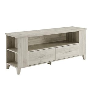 Walker Edison Furniture Company Entertainment TV Stand Console with Storage, 59 Inch, Birch