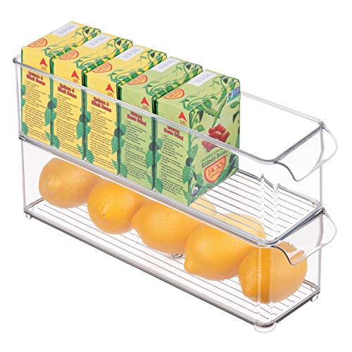 iDesign BPA-Free Plastic Pantry and Kitchen Storage, Freezer and Fridge Organizer Bin with Easy Grip Handles – 14.5" x 4" x 4”, Clear