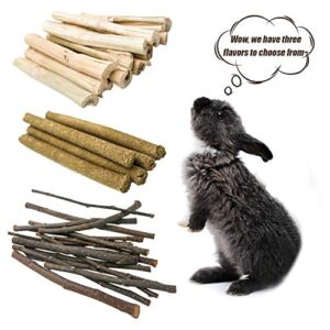 Bac-kitchen 3 Types of Combined Chew Toys Molar Sticks, All Natural Sweet Bamboo Apple Branch Timothy Grass Sticks for Rabbits Chinchilla Hamsters Guinea Pigs Gerbils, Improve Dental Health(Set 2)